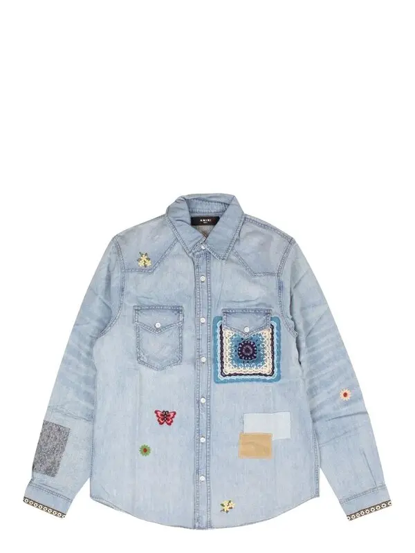 Amiri Embroidered Denim Shirt - Blue