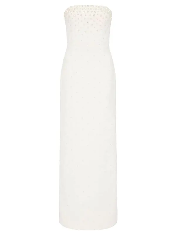 Rebecca Vallance Therese Pearl-embellished Gown - White