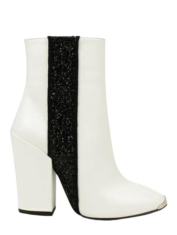 Amiri Glitter-stripe Leather Boots - White