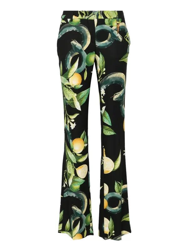 Roberto Cavalli Lemon-print Trousers - Black