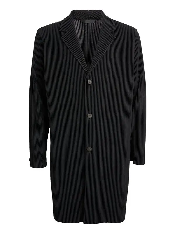 Issey Miyake Pleated Overcoat - Black