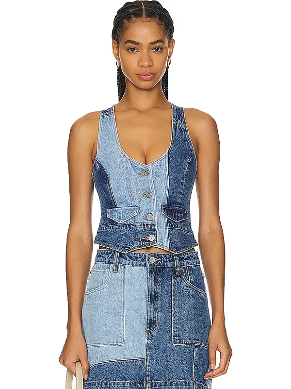 Abrand Denim Denim Vest - Patchwork