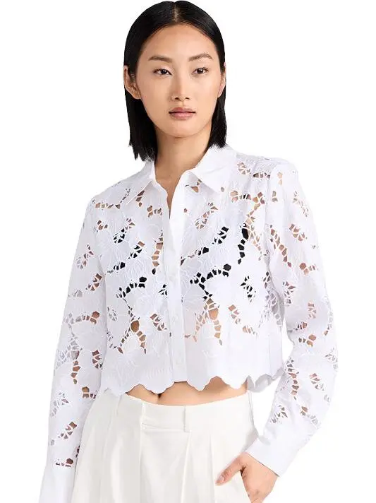 L'Agence Seychelle Cropped Button Down - White