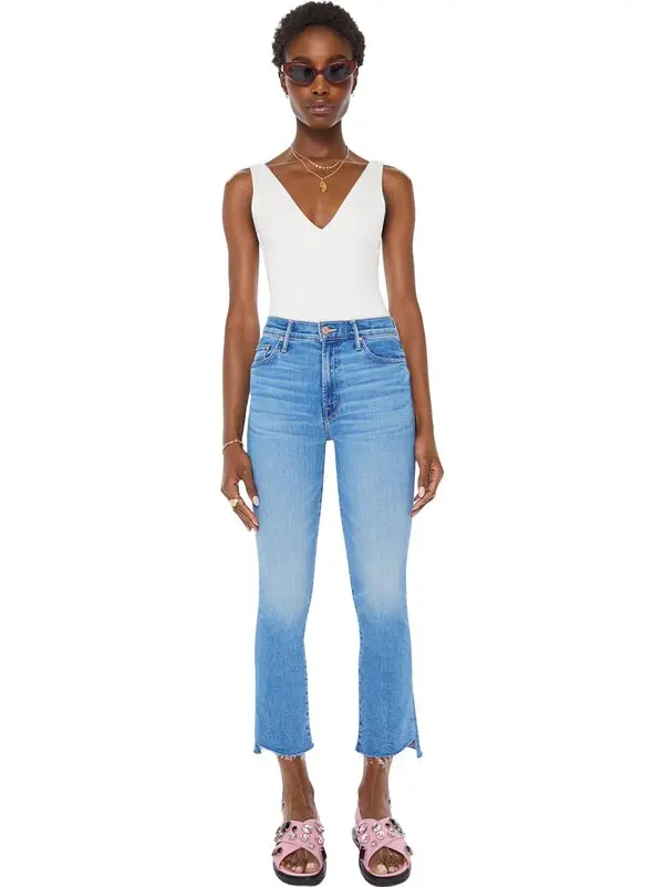 MOTHER The Insider Crop Step Fray Jeans - Blue