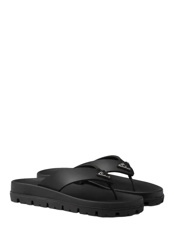 Prada Rubber Thong Sandals - Black