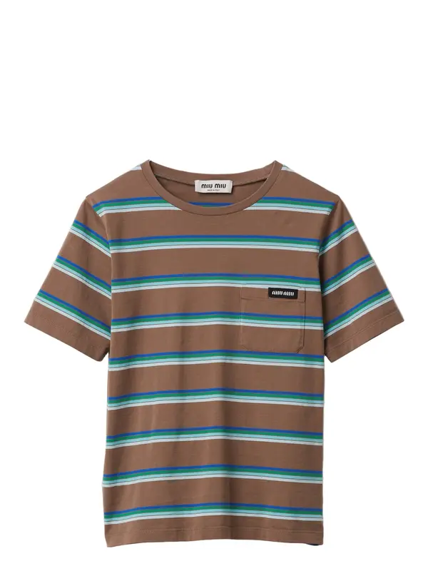 Miu Miu Jersey T-shirt - Tobacco/bluette/green