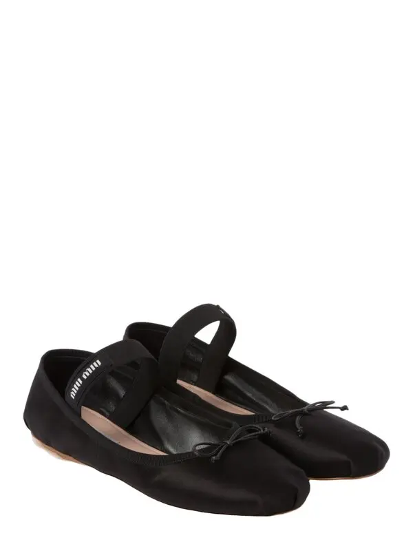 Miu Miu Satin Ballerinas - Black