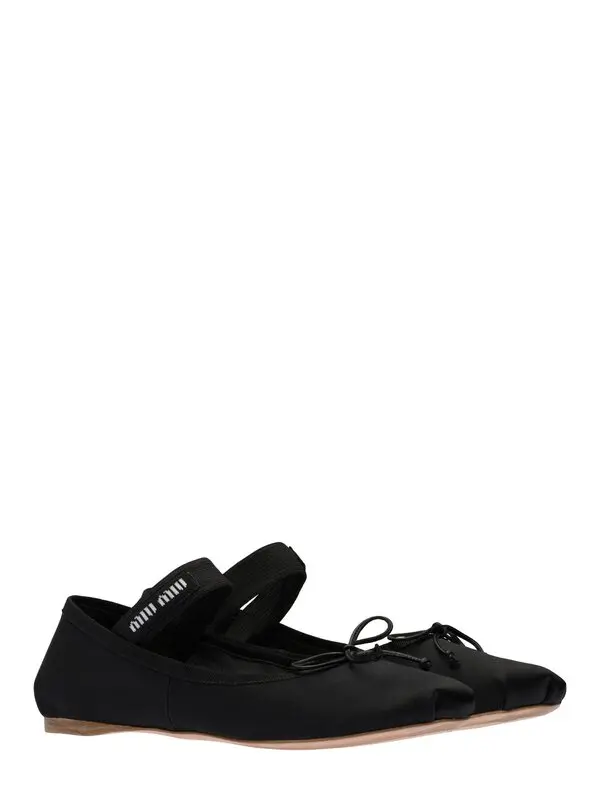 Miu Miu Satin Ballerinas - Black