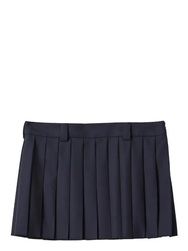 Miu Miu Pleated Batavia Miniskirt - Navy