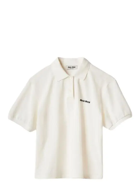 Miu Miu Cotton Piqué Polo Shirt - White