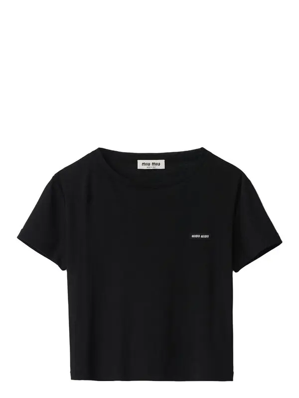 Miu Miu Ribbed Jersey T-shirt - Black