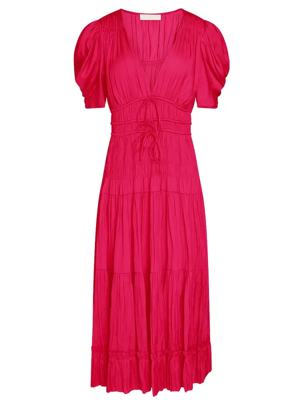 Ulla Johnson Daria Tiered Midi Dress - Fuchsia
