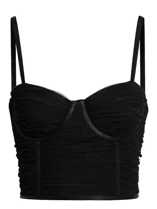 Alice + Olivia Damia Cropped Bustier Top - Black