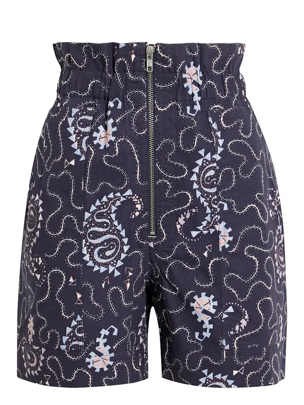 MARANT ETOILE Nawel Paisley-print Cotton Shorts - Dark Purple