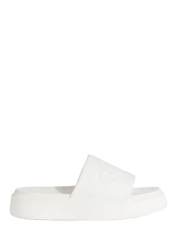 GANNI Logo-embossed Platform Slides - White