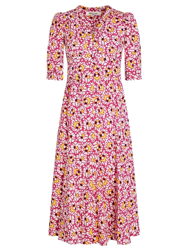 Diane Von Furstenberg Melissa Printed Midi Dress - Fuchsia