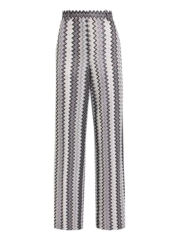 Missoni Metallic Crochet-knit Pants - Silver