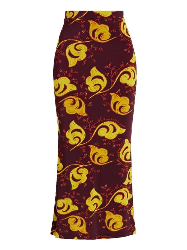 Versace Printed Stretch-jersey Maxi Skirt - Merlot