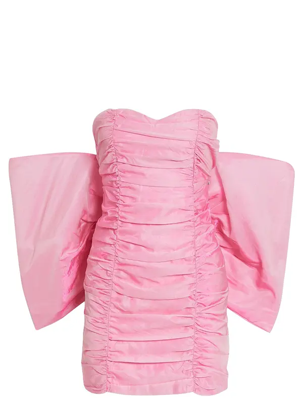 Remain Birger Christensen Strapless Organza Mini Dress With Bow Detail - Pink