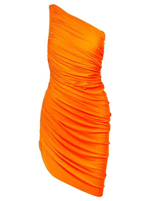 Norma Kamali Diana One-shoulder Ruched Stretch-jersey Dress - Bright Orange