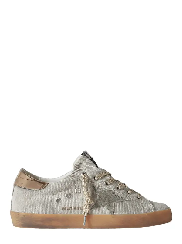 GOLDEN GOOSE Super-star Distressed Canvas Sneakers - Off-white