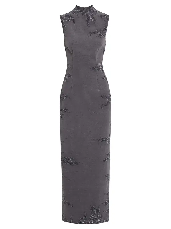 16Arlington Mira Crystal-embellished Felt Maxi Dress - Charcoal