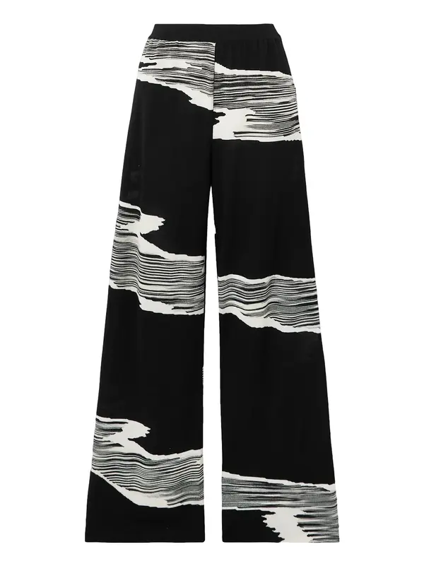 Missoni Spacedyed Intarsia Wool Wide-leg Pants - Black