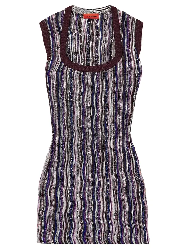 Missoni Sequin-embellished Crochet-knit Mini Dress - Purple