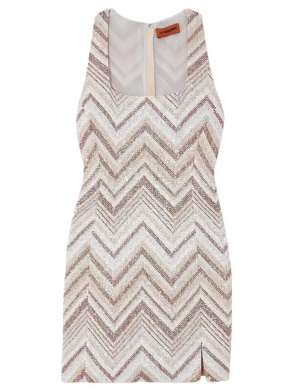 Missoni Sequined Crochet-knit Mini Dress - Beige