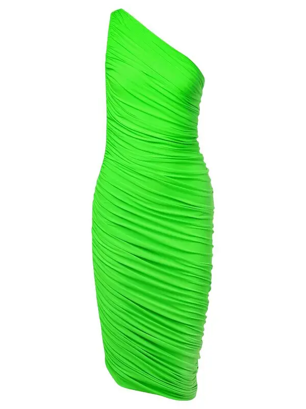 Norma Kamali Diana One-shoulder Ruched Dress - Bright Green