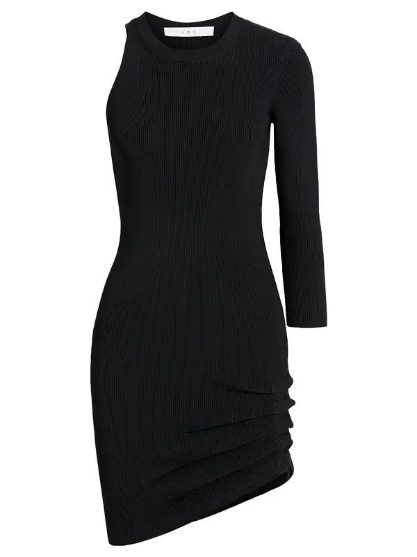 IRO PARIS Aurora One-sleeve Ribbed-knit Mini Dress - Black
