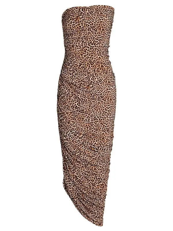 Norma Kamali Diana Strapless Leopard Print Maxi Dress - Animal Print
