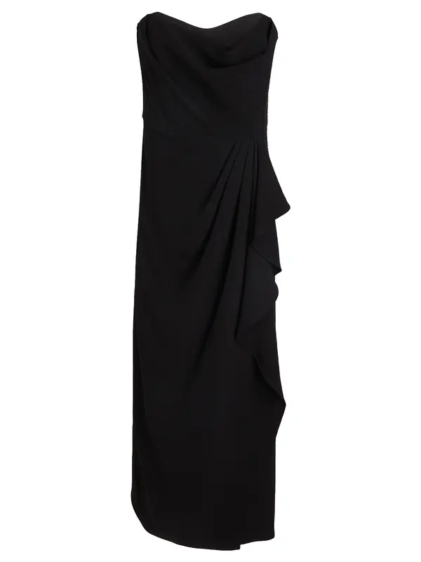 Simkhai Keelan Strapless Wrap-effect Crepe Midi Dress - Black