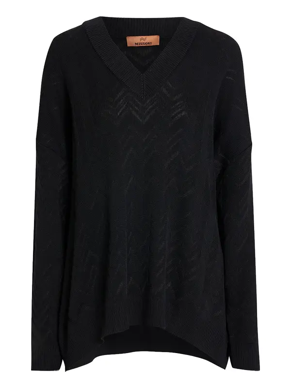 Missoni Crochet-knit Wool-blend Sweater - Black