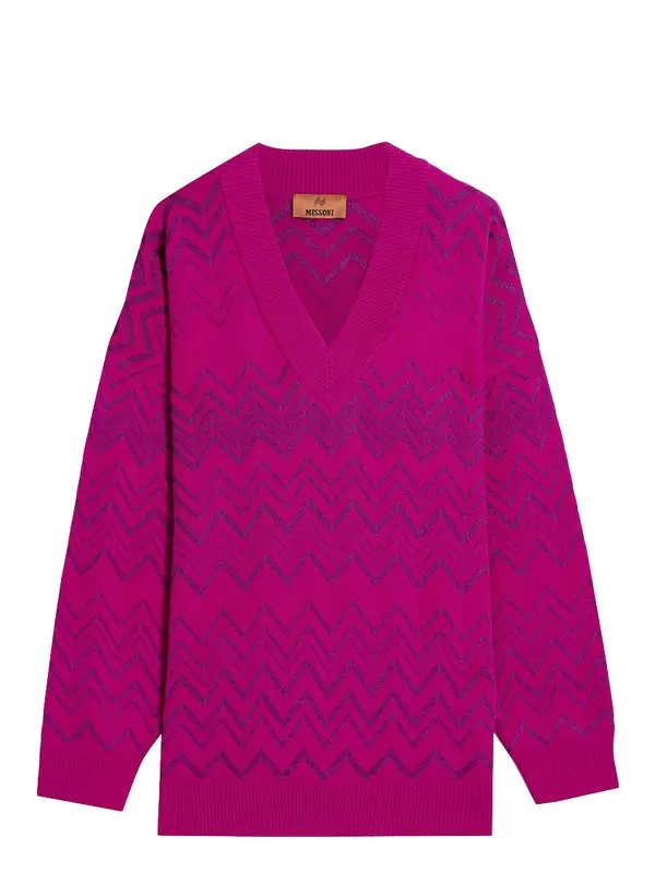 Missoni Crochet-knit Wool-blend Sweater - Magenta