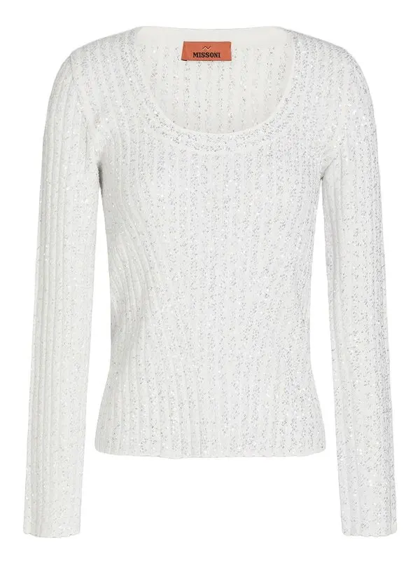 Missoni Sequin-embellished Ribbed-knit Sweater - White