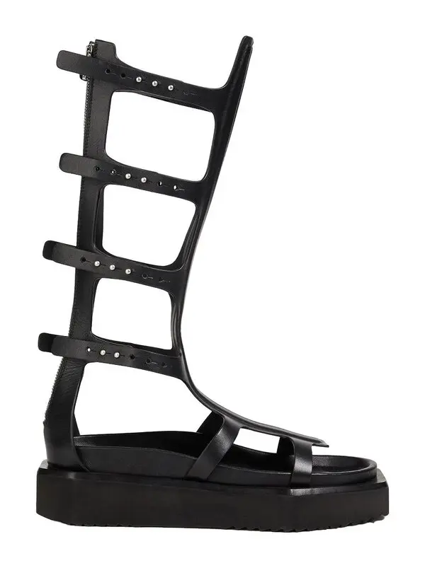 Rick Owens Turbo Cyclops Leather Platform Sandals - Black