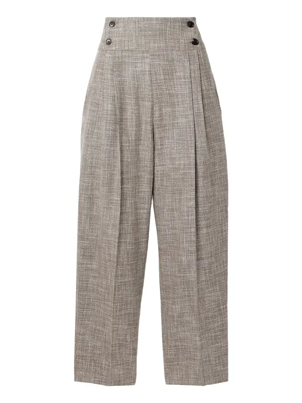 Loro Piana Pleated Wool-blend Tapered Pants - Gray