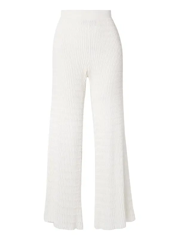 Loro Piana Ribbed Wide-leg Pants - White