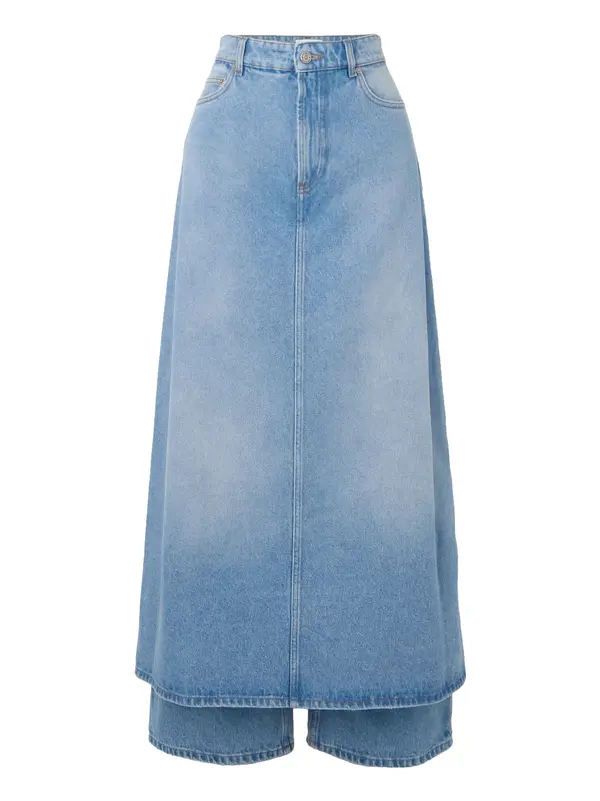 Jean Paul Gaultier Layered High-rise Wide-leg Jeans - Blue