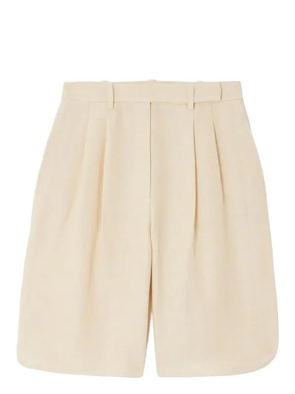 Loro Piana Pleated Linen Straight-leg Shorts - Cream