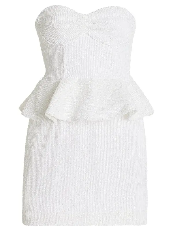 ROTATE BY BIRGER CHRISTENSEN Sequin Peplum Mini Dress - White
