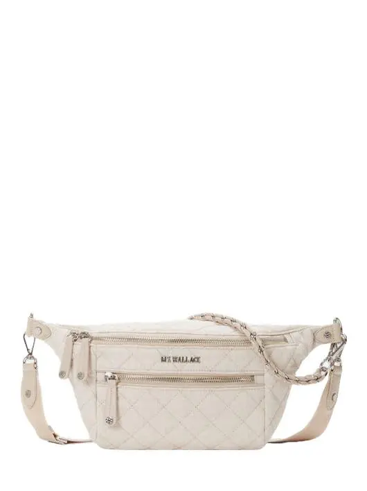 Mz Wallace Small Crosby Quilted Nylon Convertible Sling Bag - True Linen