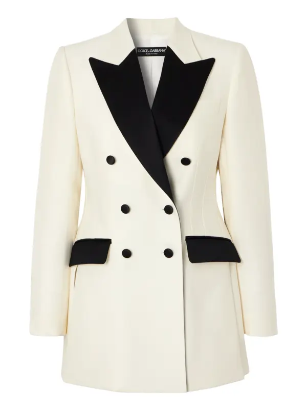 Dolce & Gabbana Double-breasted Wool-blend Blazer - White