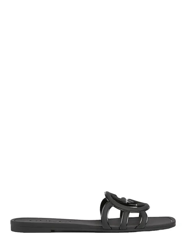 Gucci Interlocking G Rubber Slide Sandal - Black