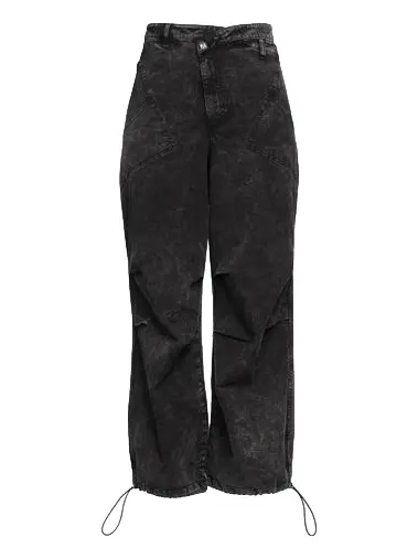 ANDREĀDAMO Boyfriend Jeans With Drawstring Hem - Black