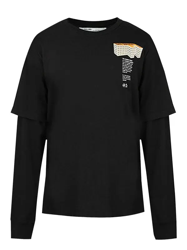 Off-White Building Double Sleeve Tee - Black