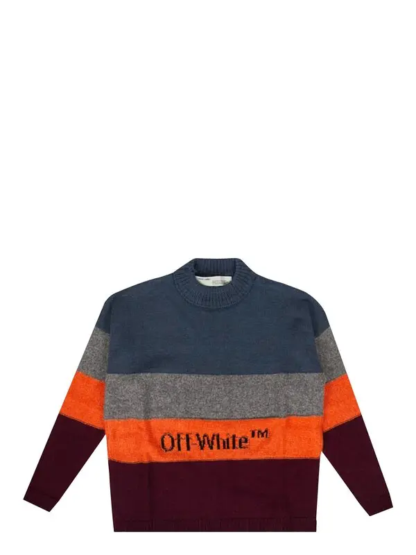 Off-White Striped Distressed Sweater - Multicolor