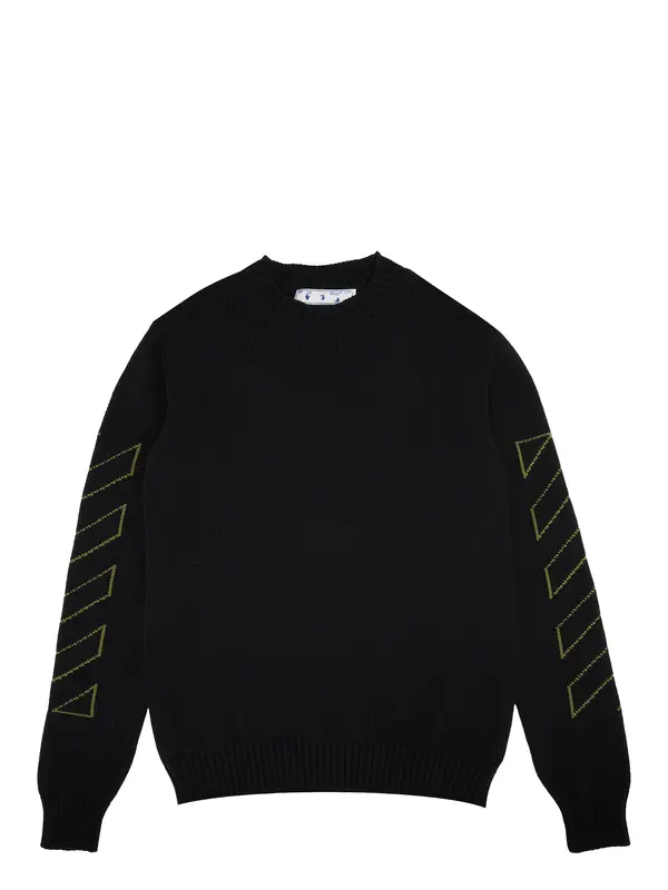 Off-White Arrow Diag Outline Knit Crewneck - Green