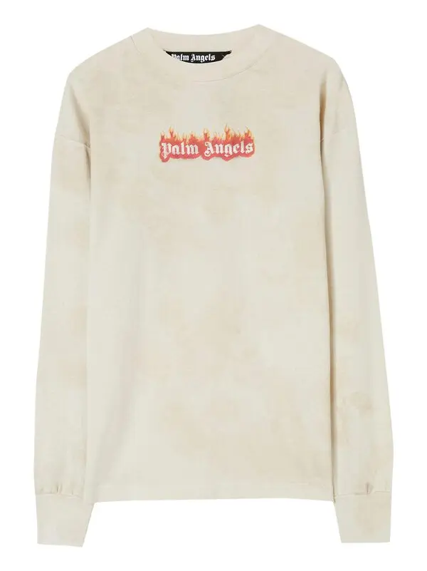 Palm Angels Burning Logo Classic Tee Long-sleeve 'off - White